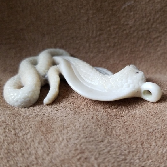 Handmade | Jewelry | Handmade Carved Detailed Bone Snake Pendant | Poshmark
